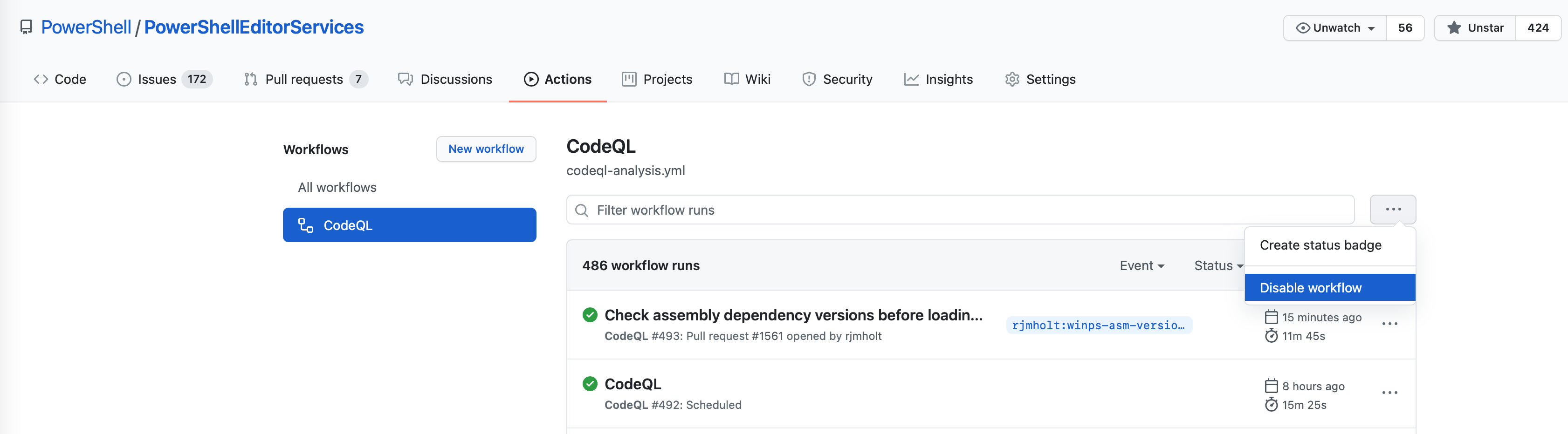 GitHub Actions running (and failing) on forked repositories · Issue #1553 · PowerShell ...