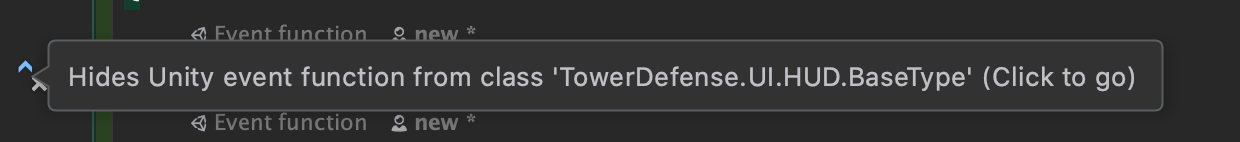 Add inspection warning: Unity event function cannot be used both in base type and derived type ...