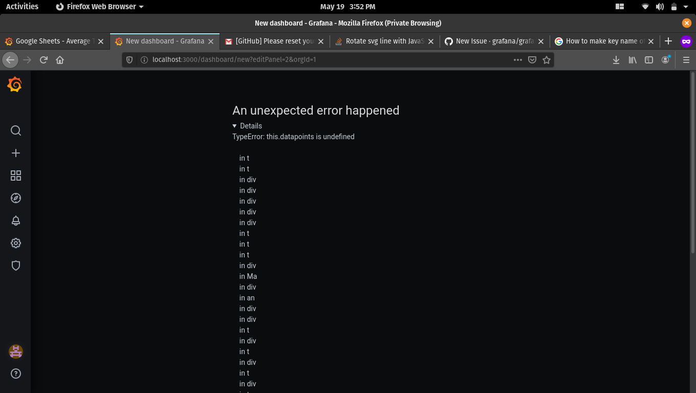 Adding PostgreSQL Query to the panels leads to UNEXPECTED ERROR ...