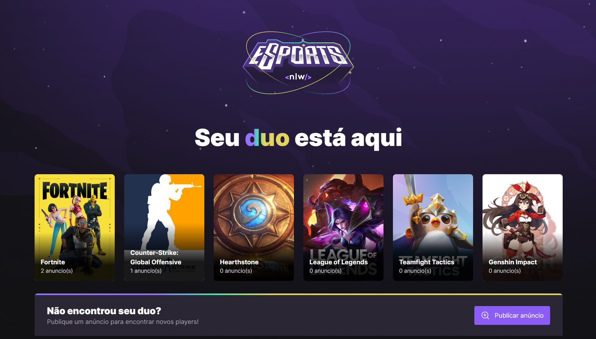 GitHub - williamand02/nlw-esports-web