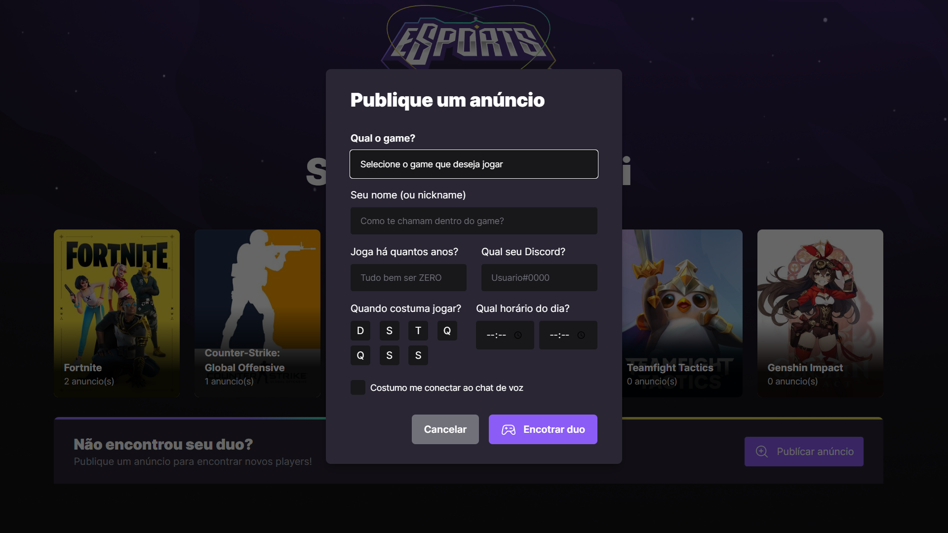 GitHub - williamand02/nlw-esports-web