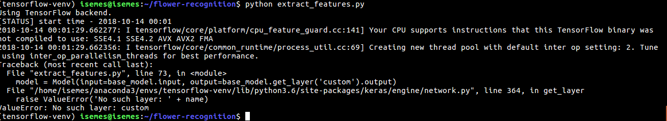how to solve the error when i insert Flatten() layer to get features from InceptionV3 model ...
