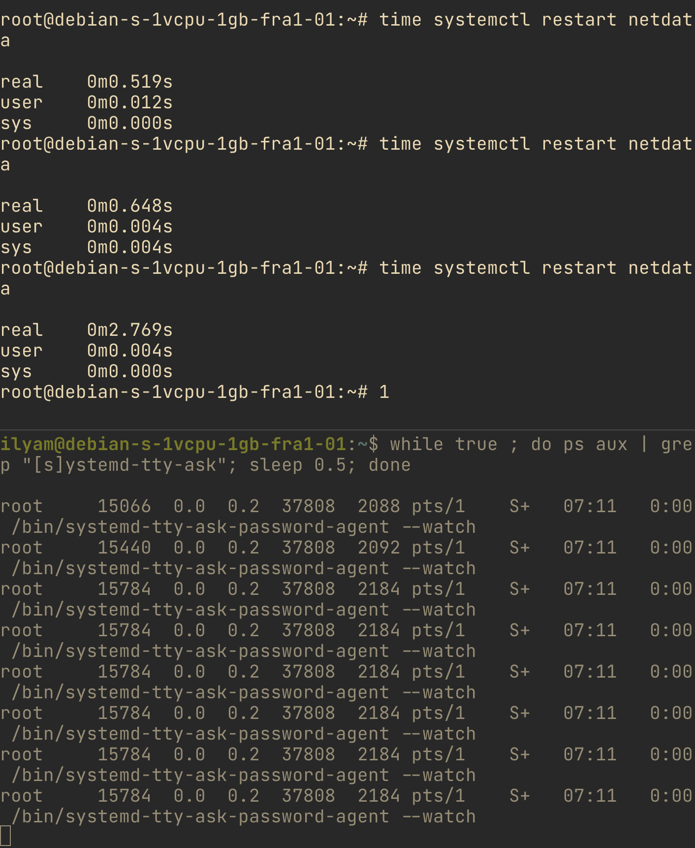 systemctl restart netdata hanging at systemd-tty-ask-password-agent · Issue #11555 · netdata ...