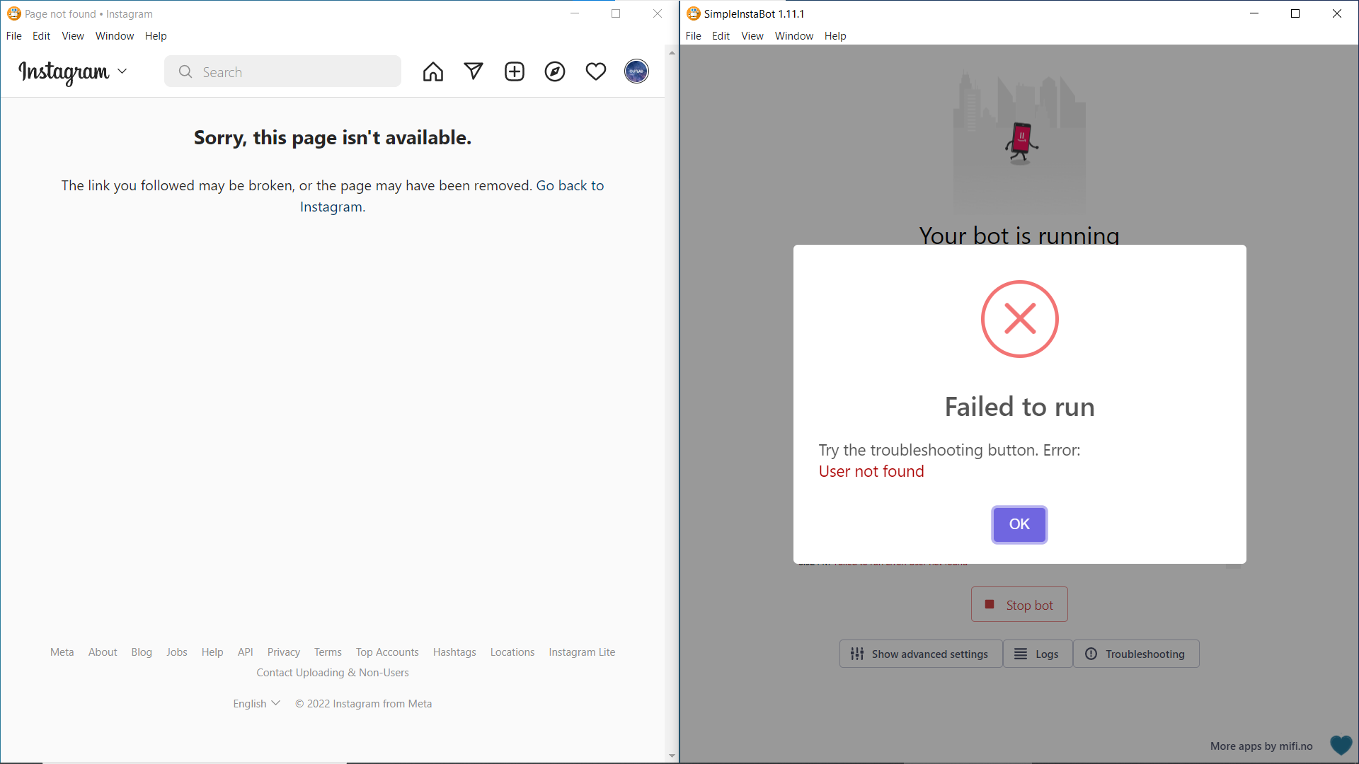 Failed to run · Issue #174 · mifi/SimpleInstaBot · GitHub