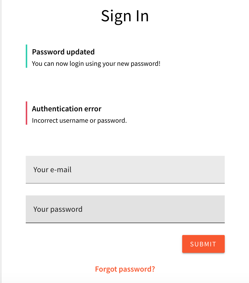 Fix: 'Authentication error' remains on Login Page after a password change action (preceded by a ...