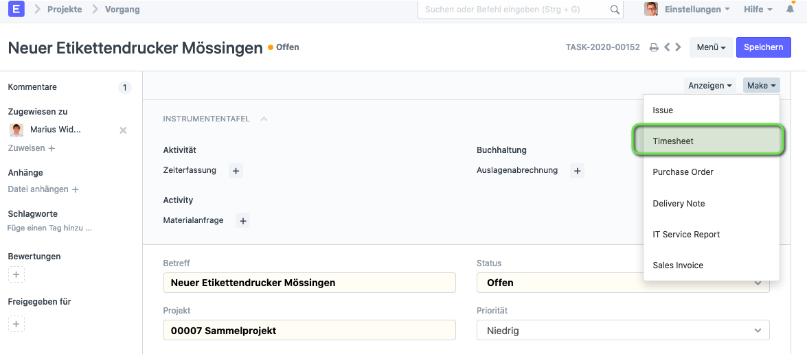 "Make"-Button in Task · Issue #22177 · frappe/erpnext · GitHub