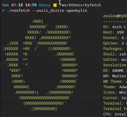 Update openkylin logo by DSOE1024 · Pull Request #2341 · dylanaraps/neofetch · GitHub