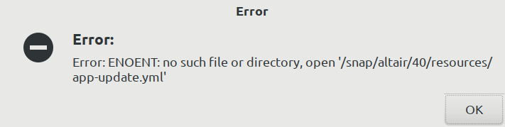 Error message at startup with Snap package · Issue #1120 · altair-graphql/altair · GitHub