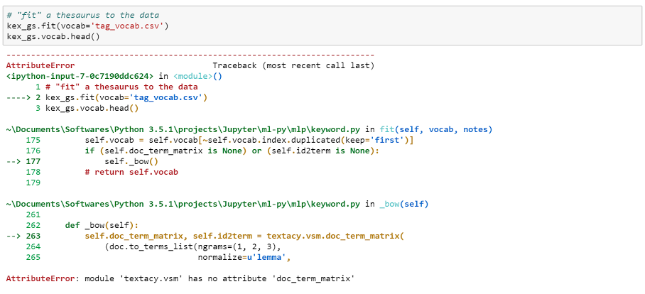 module 'textacy.vsm' has no attribute 'doc_term_matrix' · Issue #1 · usnistgov/nestor-tmp2 · GitHub