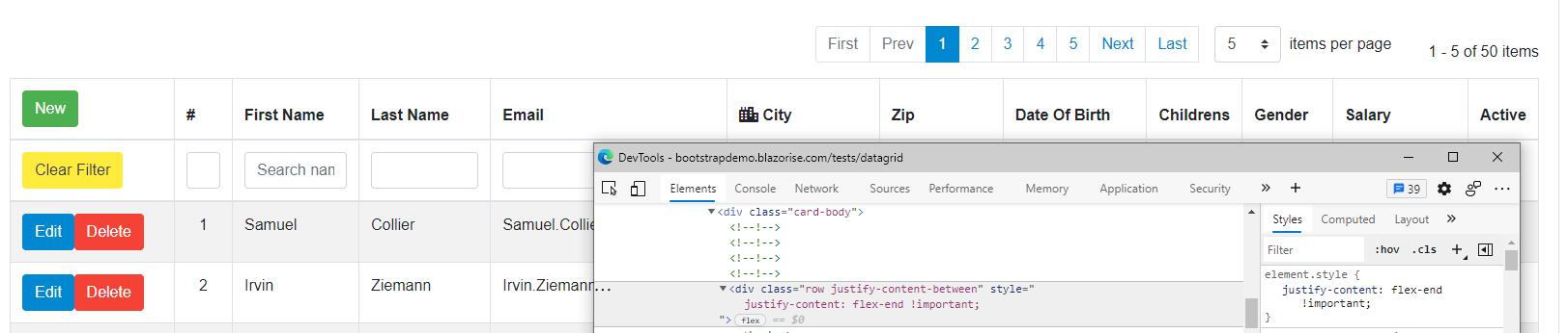 Is there any way to change the pagination position(Left and Right) in Datagrid in Blazorise ...