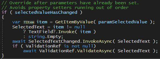 AutoComplete - SelectedValue updated through Parameter doesn't update text or validation status ...
