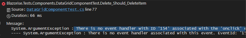There is no event handler with ID '' associated with the 'onclick' event in the current render ...