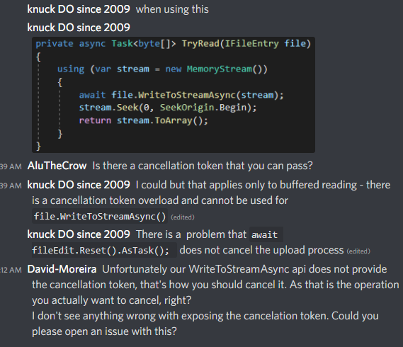 FileEdit: Missing Cancellation Token in WriteToStreamAsync api · Issue #3741 · Megabit/Blazorise ...