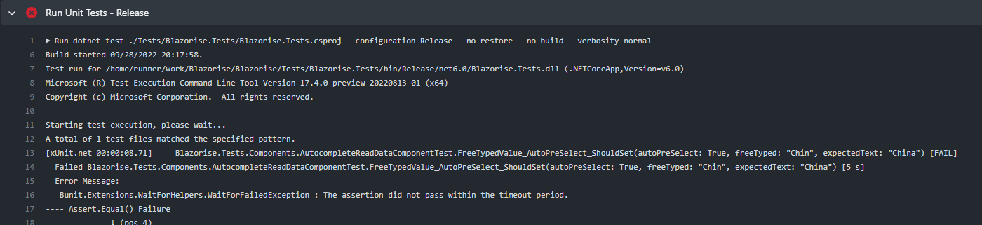 Tests Investigate Intermitent Error On Tests V11 · Issue 4150 · Megabitblazorise · Github 