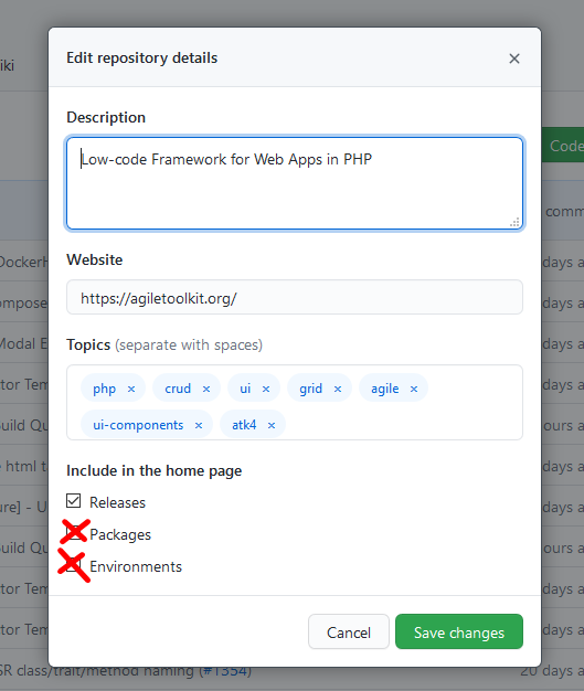 Remove "Enviroment" in GH homepage · Issue #1327 · atk4/ui · GitHub
