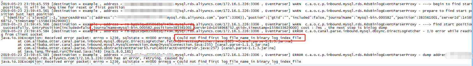 (zookeeper + rds) oss读取binlog失败 · Issue #1841 · alibaba/canal · GitHub