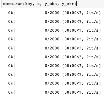 Progress bars not changing for multiple chains in Jupyter · Issue #1154 · pyro-ppl/numpyro · GitHub