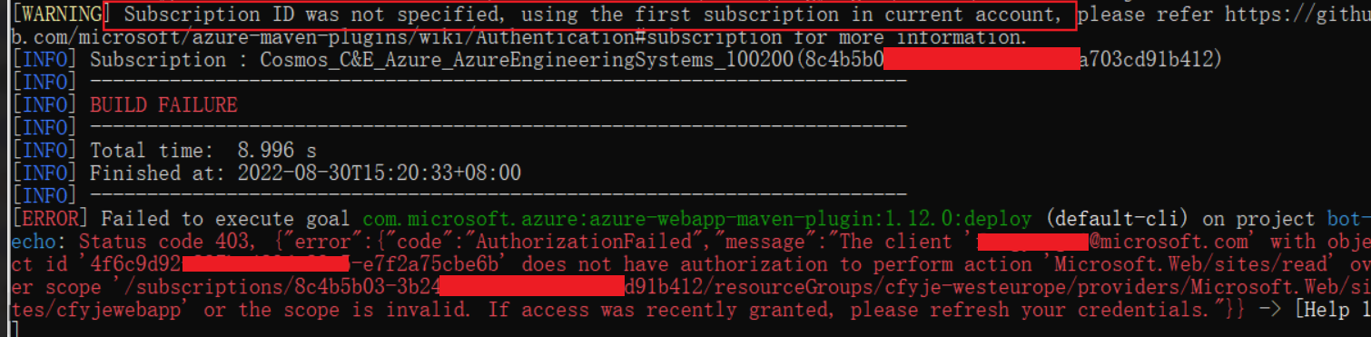 Java sample bot deploy meet subscription not match · Issue #3818 · microsoft/BotBuilder-Samples ...