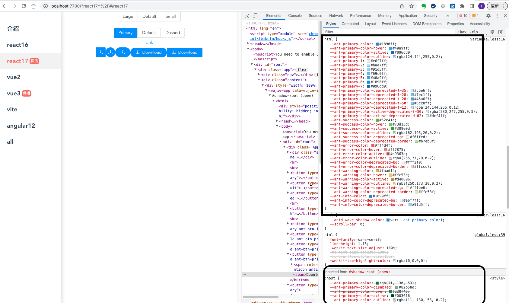 在web component 使用动态主题切换，css3变量权重问题 · Issue #36982 · ant-design/ant-design · GitHub