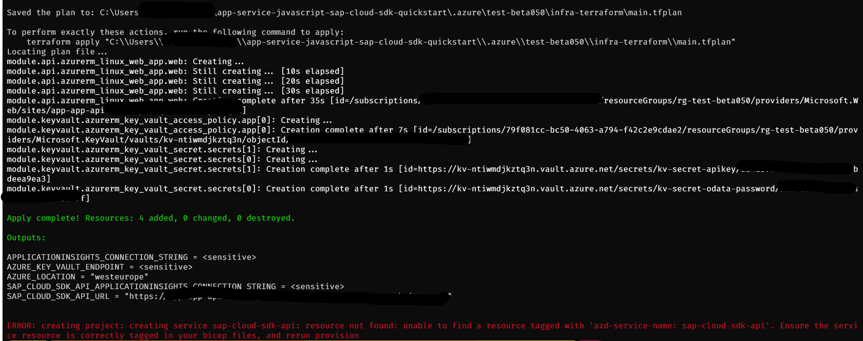 [issue] Error Message Of Missing Tagging When Infrastructure Is Provided Via Terraform · Issue
