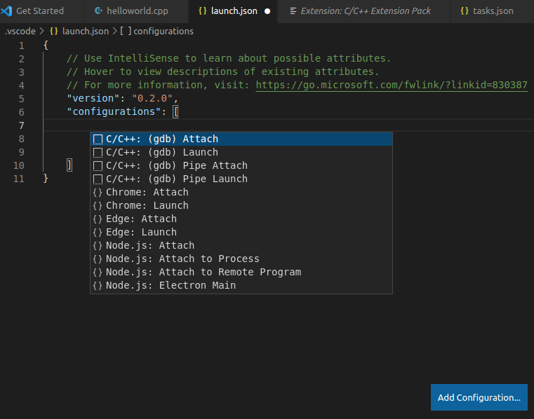 refactor "Run > Add Configuration" to generate launch.json file · Issue #9100 · microsoft/vscode ...