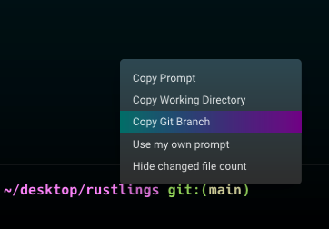 Copy current path or Git branch · Issue #3291 · warpdotdev/Warp · GitHub