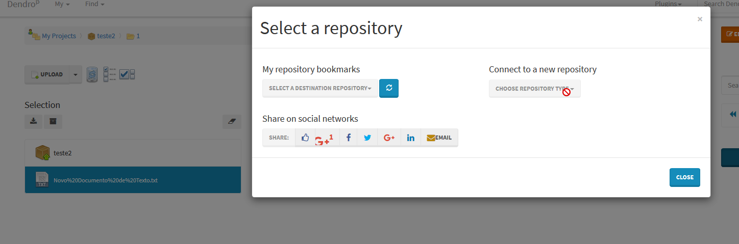 Share does not work (appears a symbol "stop") · Issue #266 · feup-infolab/dendro · GitHub