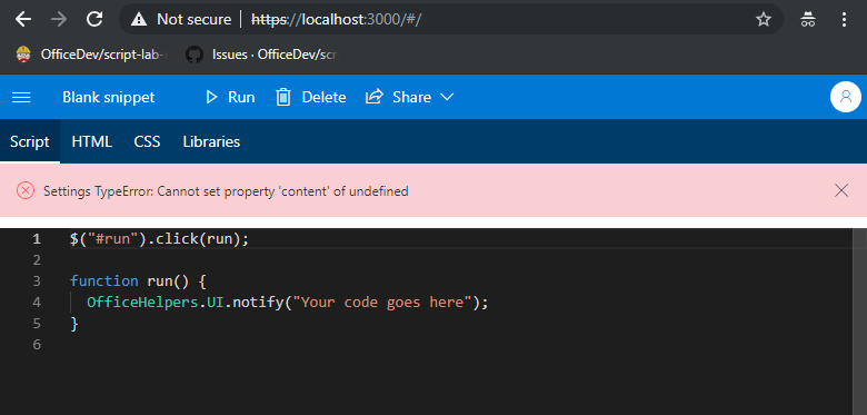 Theming stopped working; throws message-bar errors · Issue #448 · OfficeDev/script-lab · GitHub
