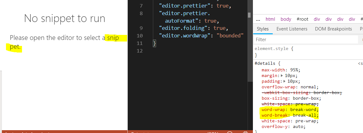 UI polish: Should not break word on "snip pet" · Issue #535 · OfficeDev ...