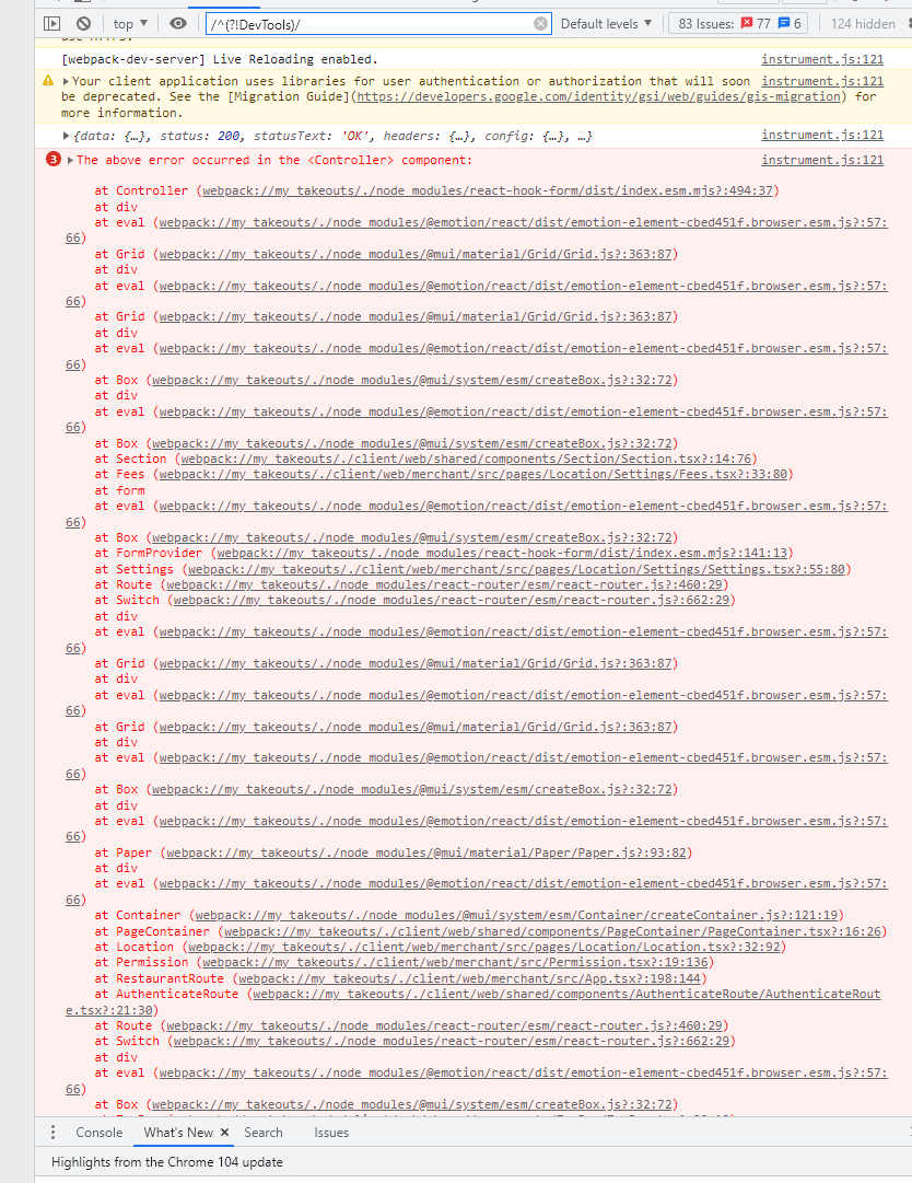 issue: The above error occurred in the component · react-hook-form · Discussion #8931 · GitHub