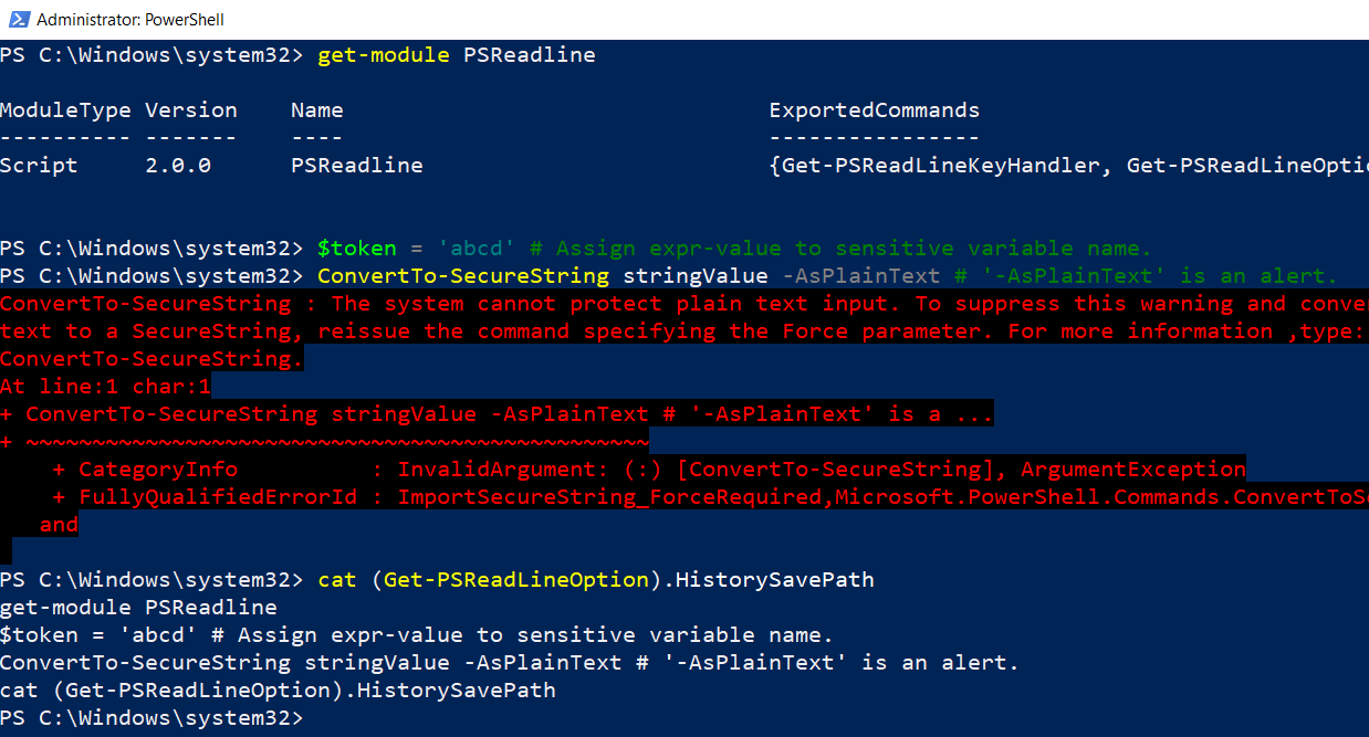 Psreadline History Doesn T Scrub Sensitive Information As Documented · Issue 3442 · Powershell