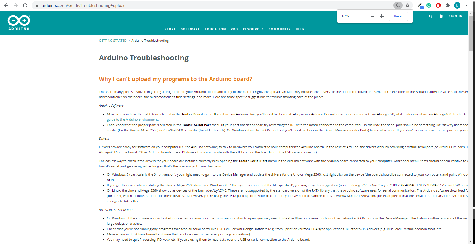 Arduino Upload Troubleshooting Page Text Overflowing · Issue 10604 · Arduinoarduino · Github