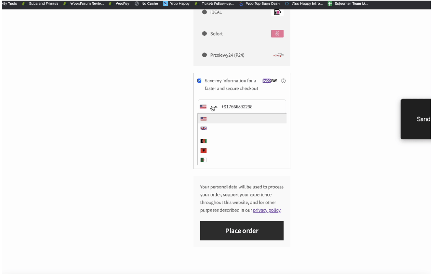 Country codes select list in Save my info section hidden behind the section · Issue #5514 ...
