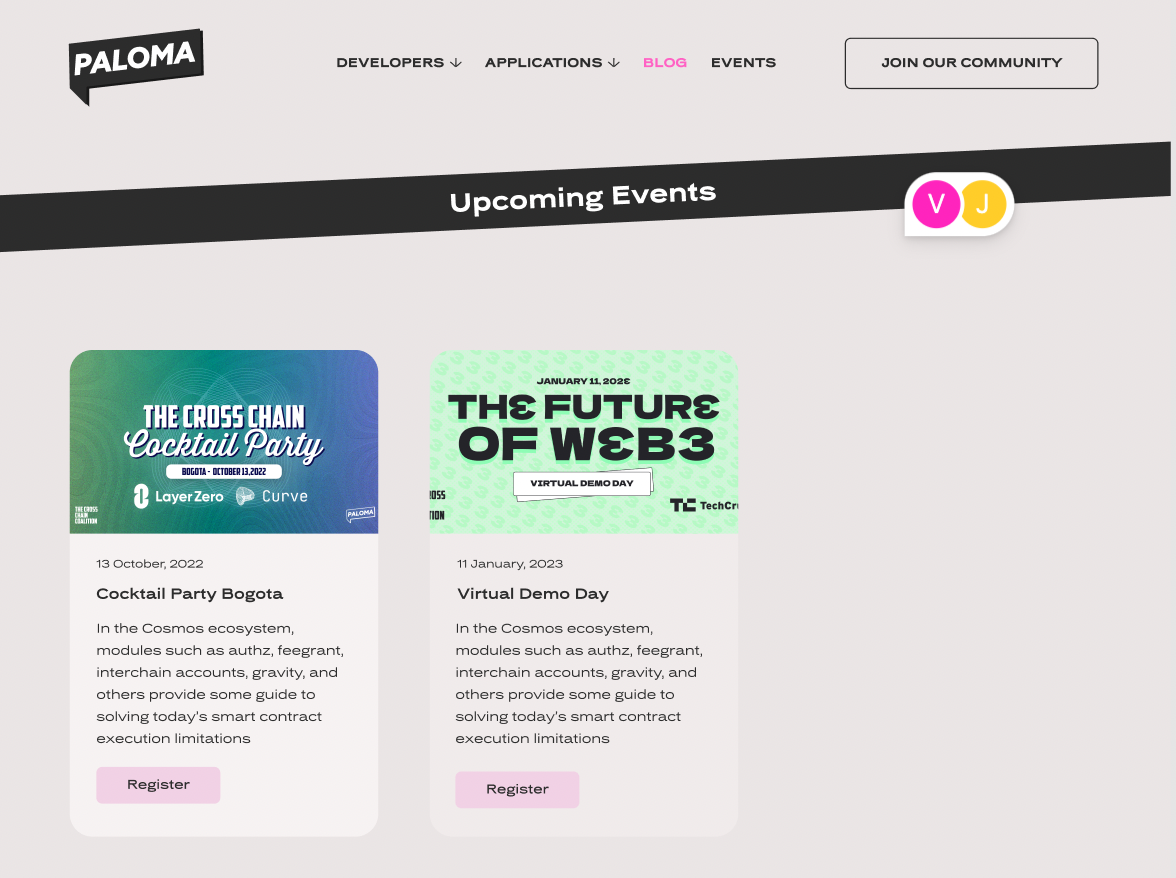 EVENTS - New Paloma Website · Issue #457 · palomachain/paloma · GitHub