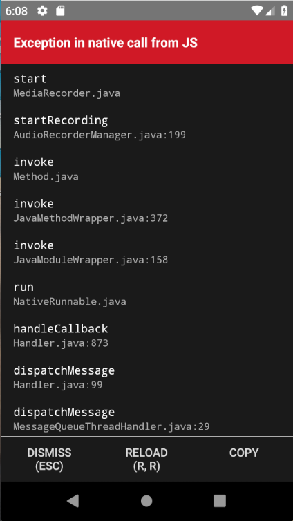 Exception in native call from JS · Issue #2 · phuochau/RecordingSample · GitHub