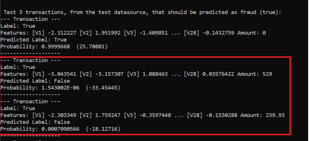 C# : CreditCardFraudDetection sample is showing PredictedLabel- false for label -true · Issue ...
