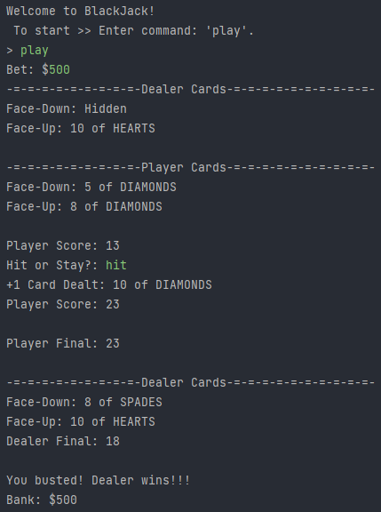 GitHub - MadMazz1/BlackJack: Black Jack Card Game using the ...