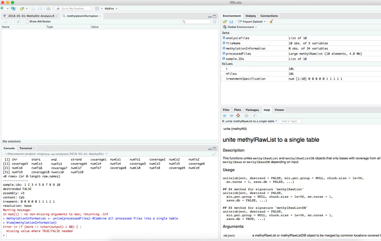 Error from unite in methylKit · Issue #254 · RobertsLab/resources · GitHub