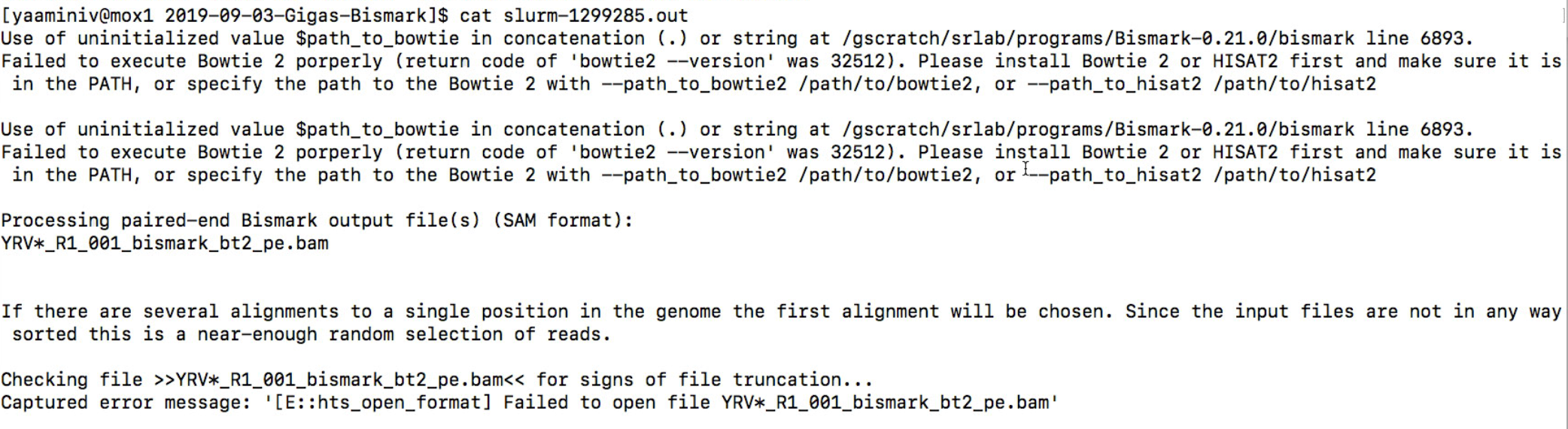 Error with bowtie/bismark on Mox · Issue #742 · RobertsLab/resources · GitHub