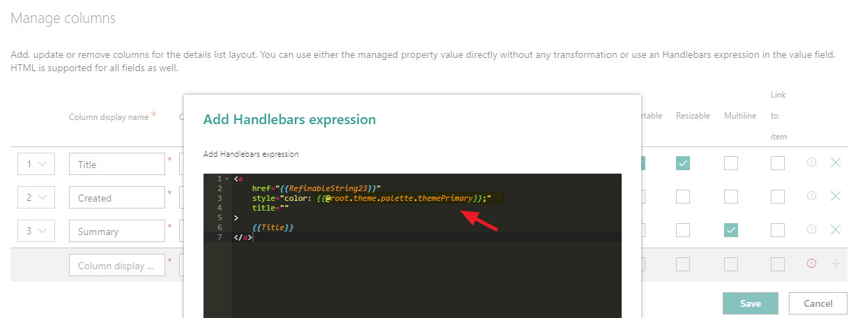 Handlebars theme colors doesn't work in an expression of the Details ...
