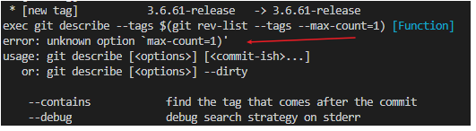 exec command Error: unknown option max-count=1 · Issue #1025 · shelljs/shelljs · GitHub