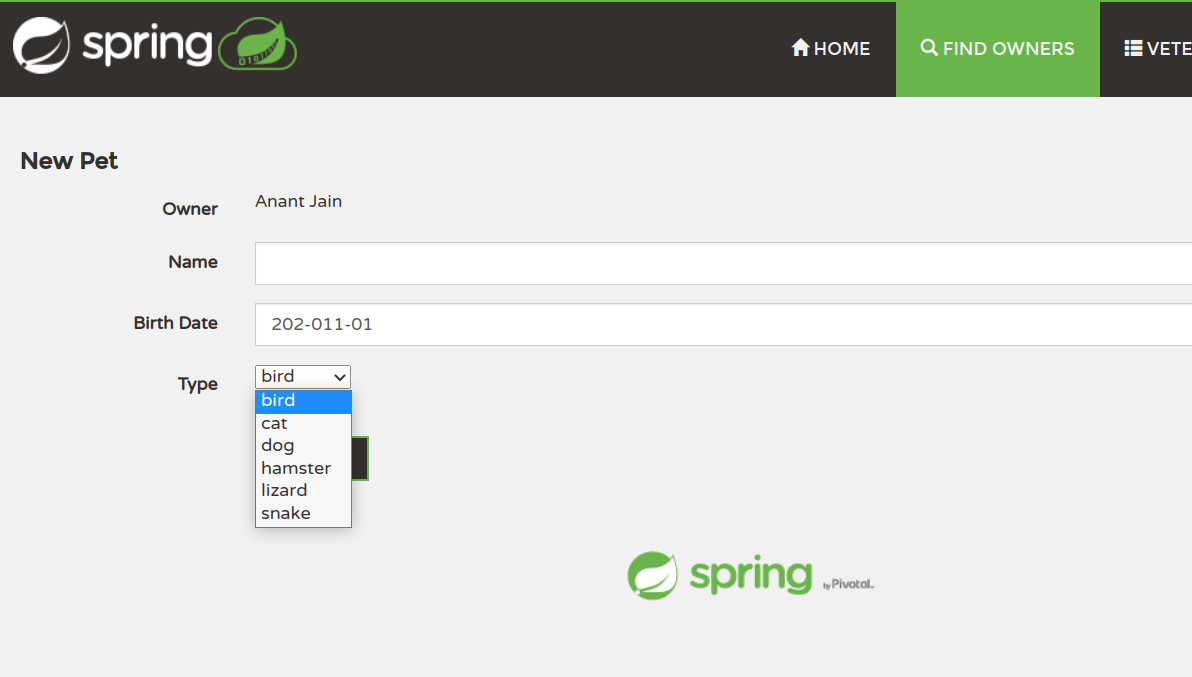 First letter of "Pet Type" should be capital · Issue #682 · spring-projects/spring-petclinic ...