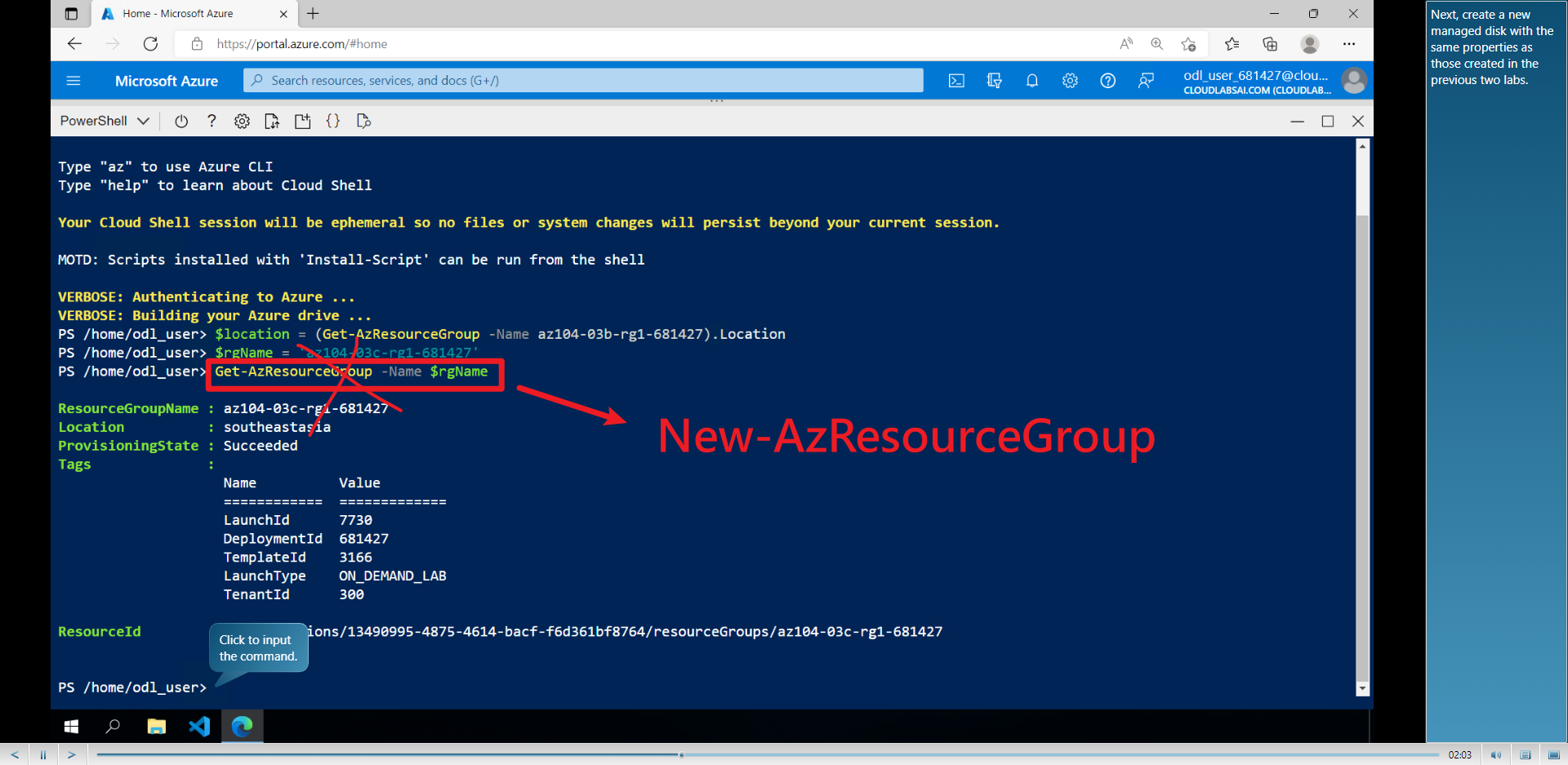 Wrong Cmd Displayed on Interactive Lab · Issue #633 · MicrosoftLearning/AZ-104 ...