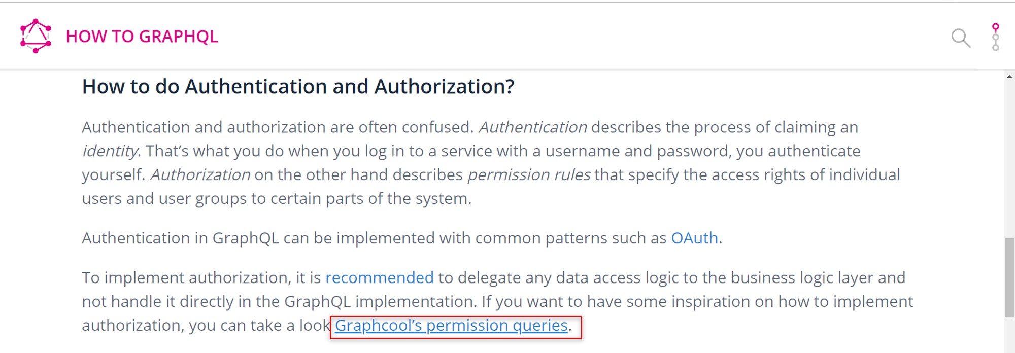 Not found page in the "Common Questions" when clicking on "Graphcool’s permission queries" link ...