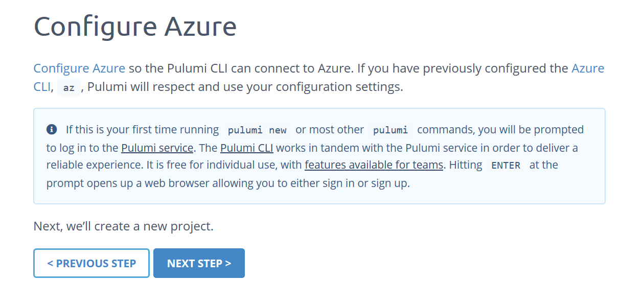 Unnecessary warning on Configure Azure page of Getting Started · Issue ...