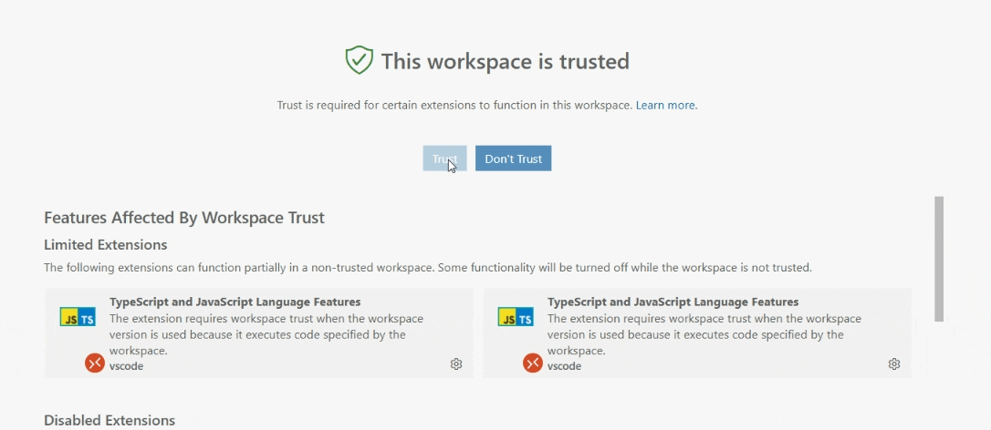 Button acts weird in workspace trust editor · Issue #120904 · microsoft ...