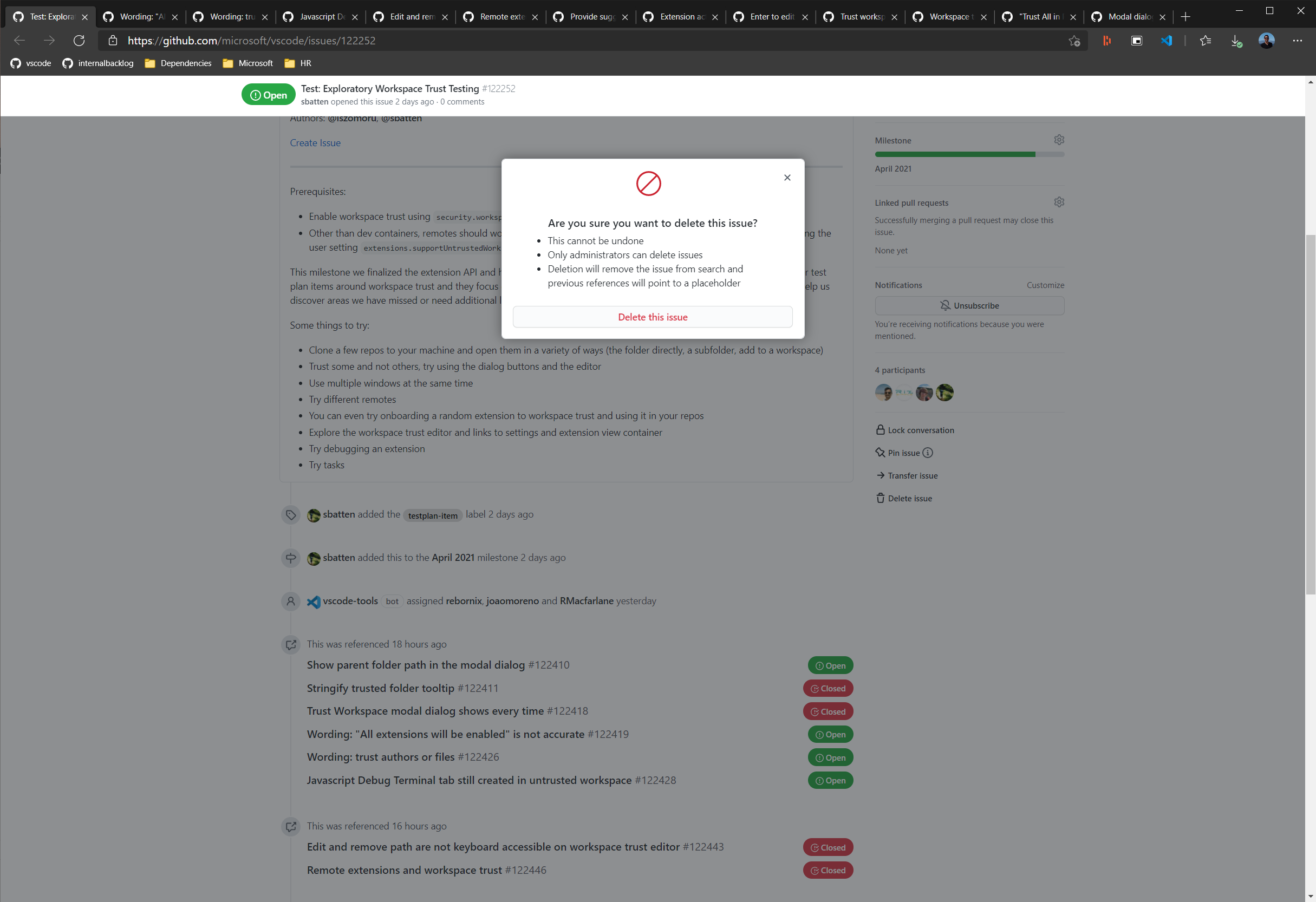 Trust dialog has low contrast to background · Issue #122393 · microsoft/vscode · GitHub