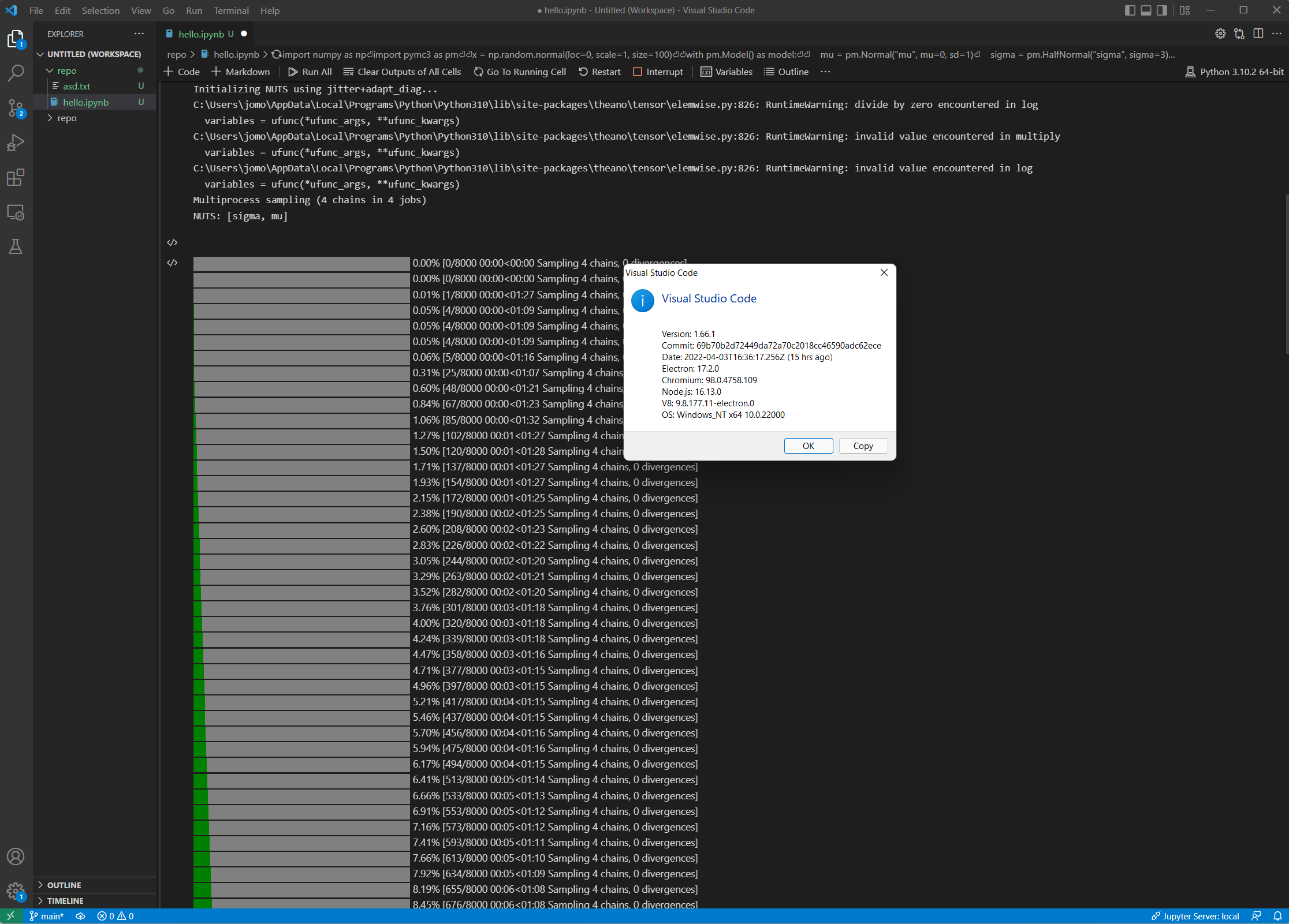 Jupyter Notebook progress bar is broken · Issue #146397 · microsoft ...
