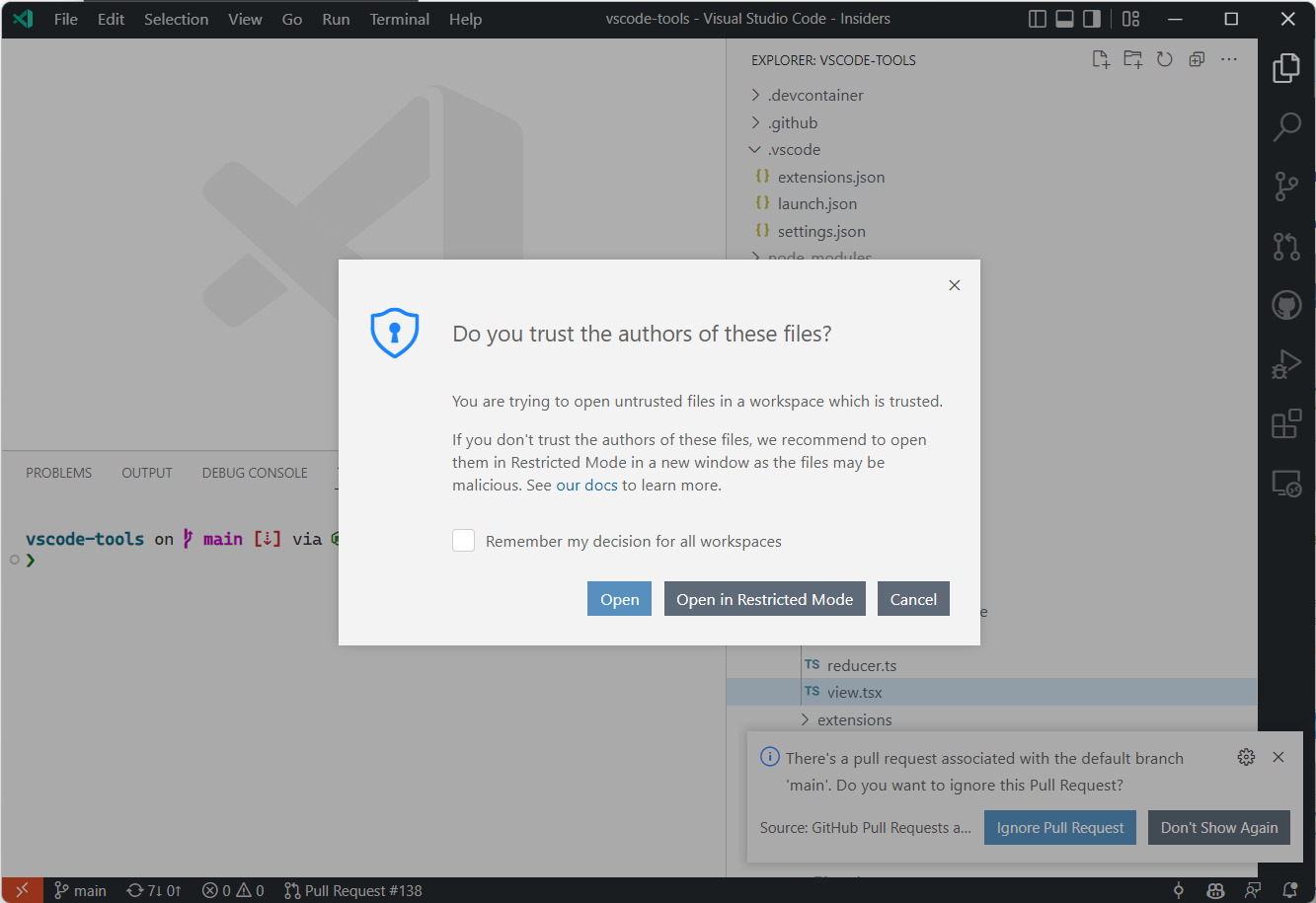 Double Workspace Trust Prompt · Issue 155384 · Microsoft Vscode · Github